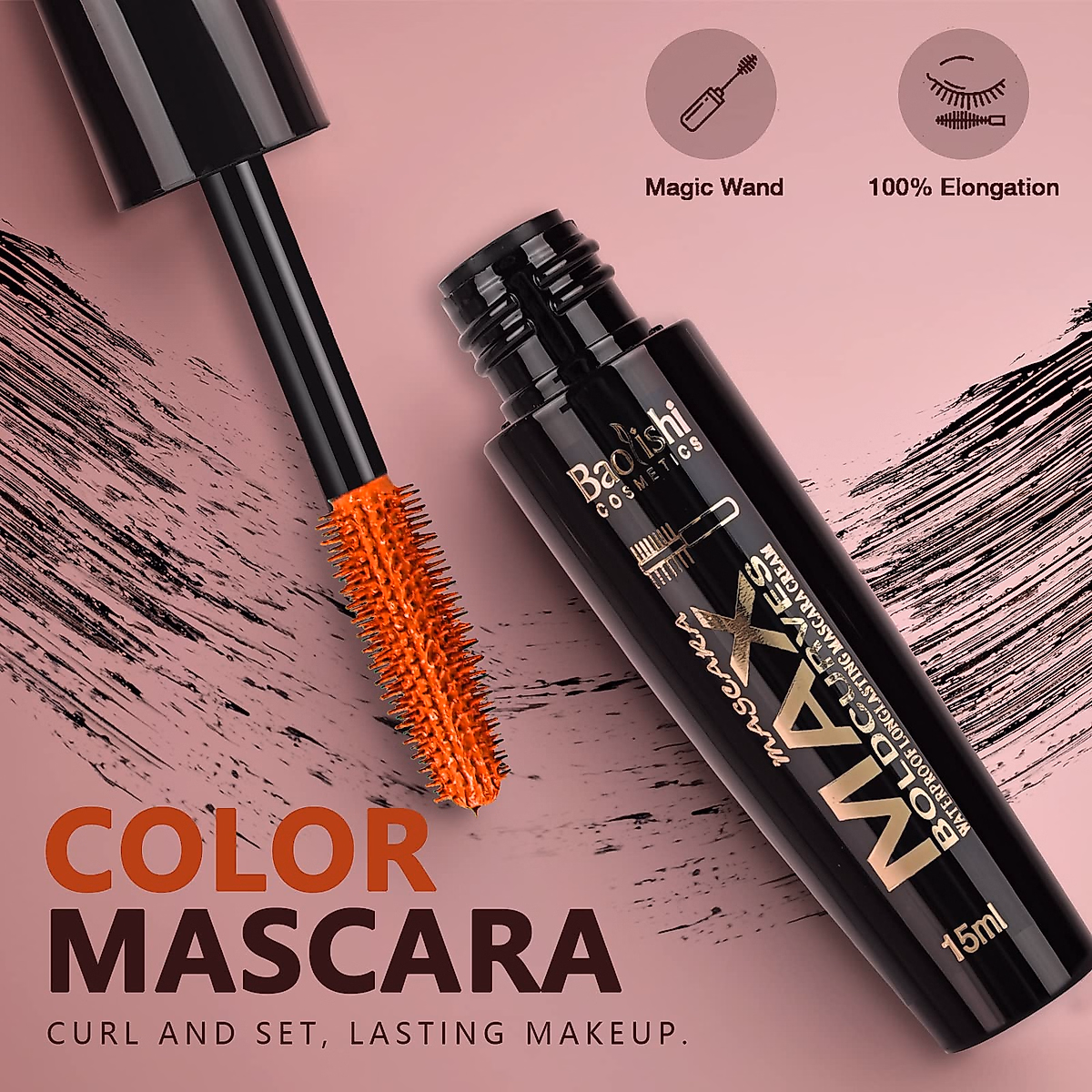 Long Lasting Smudge-Proof Lash Sensational Mascara, FantasyDay 6 Pcs 0.5 Fl Oz Washable Volumizing Lengthening Defining Curling Eyelash Makeup Set - Lift Separates Eye Lashes False Lash Effect Mascara