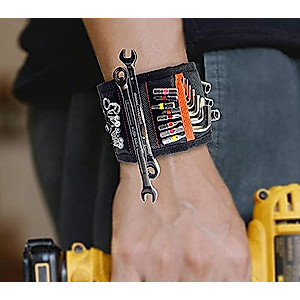 SuZhi Magnetic Wristband for Holding Screws, Magnetic Tool Holder Strip, Magnetic Screw Holder -15pcs Strong Magnets for Holding Screws,Nails for reparing Under The car, Climbing high