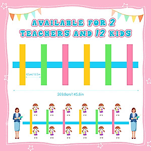 4 Pack Children's Walking Ropes Colorful Walking Rope for Toddlers Outdoor Safety Rope with 12 Handles for Preschool Daycare School, up to 12 Children 2 Teachers