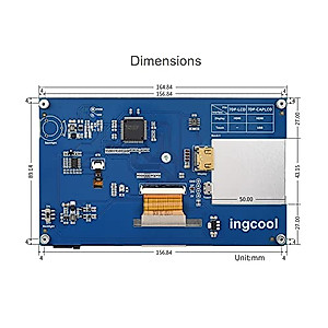 Ingcool 7 Inch Capacitive Touchscreen Monitor IPS Display 1024x600 7" HDMI LCD Module for Raspberry Pi 4B/ 3B+/A+/B/ 2B/ B+/A+/ Zero W, Support Windows 10/8.1/8 / 7