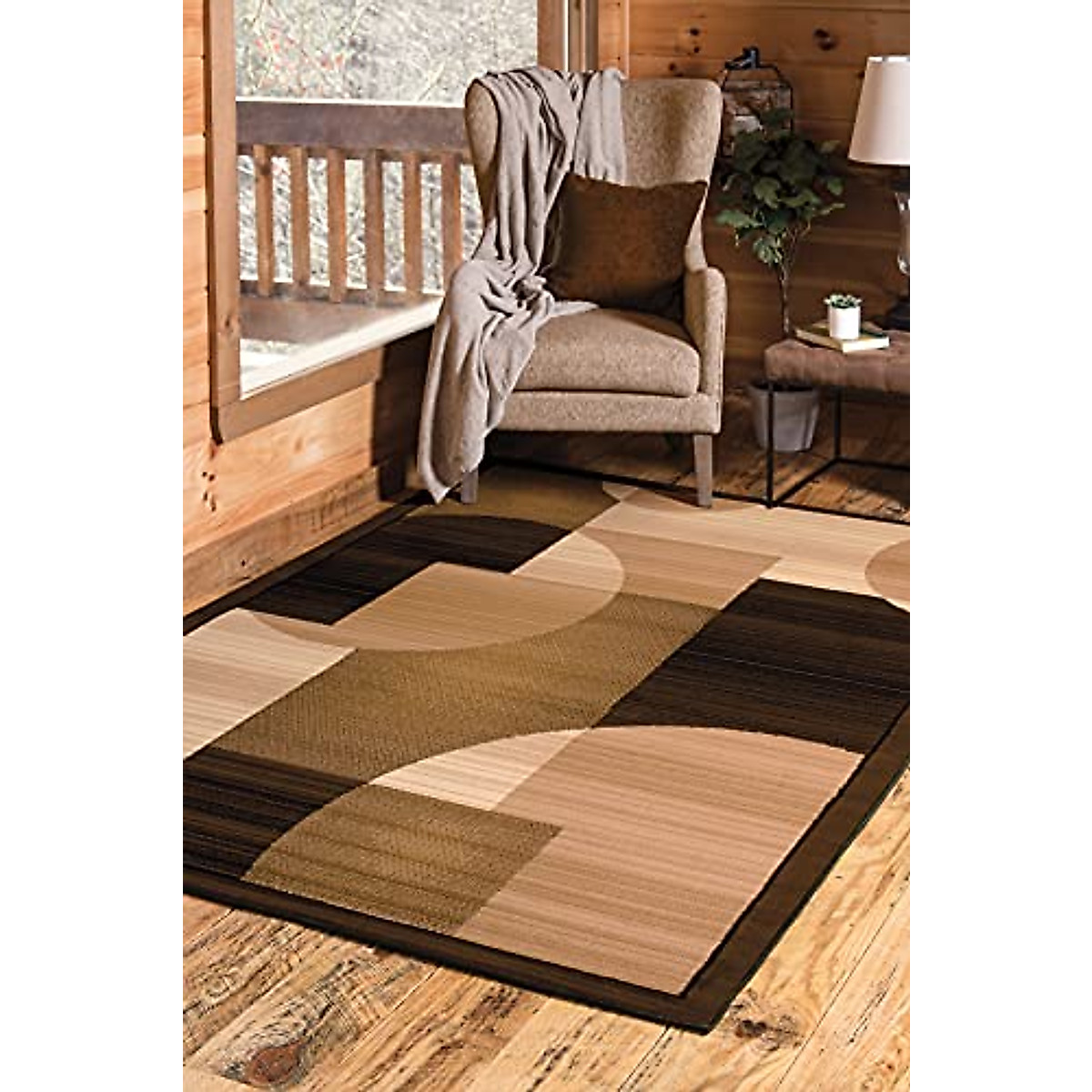 United Weavers Dallas Zoom Area Rug – Brown, 5x8, Contemporary Indoor Rug with Jute Backing, Geometric Pattern