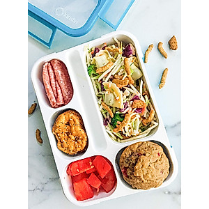 Bento Lunch Box and Snack Container Value Set| Meal Planning Portion Containers For Kids or Adults, School or Work | BPA Free | Microwave Safe | Utensils | 4 pack, Large and Mini, Blue + Navy