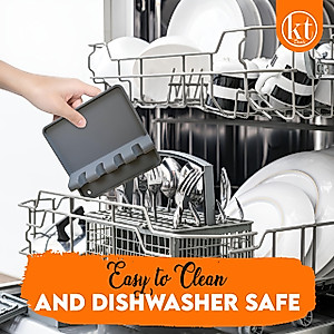 Silicone Spoon Rest, Utensil Rest with Drip Pad - Multi Spoons Rest for Stove Top - Spatula, Ladle, Tongs Holder Stand for Kitchen Counter