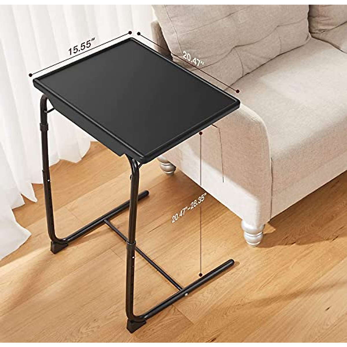Adjustable TV Tray Table - TV Dinner Tray on Bed & Sofa, Comfortable Folding Table with 6 Height & 3 Tilt Angle Adjustments by HUANUO (2 pack)