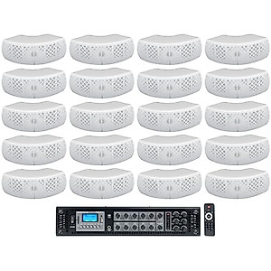 Rockville RCS650-6 650w 6 Zone 70v Commercial/Restaurant Amplifier Bundle with (20) Rockville Wet-D4 White Dual 4" Speakers