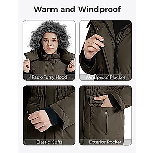 wantdo Girl's Warm Winter Coat Fleeced Puffer Jacket Windproof Hooded Parka Army Green 6-7