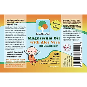 Kid Safe Magnesium Oil Roller - Magnesium for Kids, Helps Kids Sleep and Feel Calm, Easy to Use Roll On Applicator, Great for Calming, Headaches, and Sleep + Free Magnesium Chart PDF (Pack of 1)