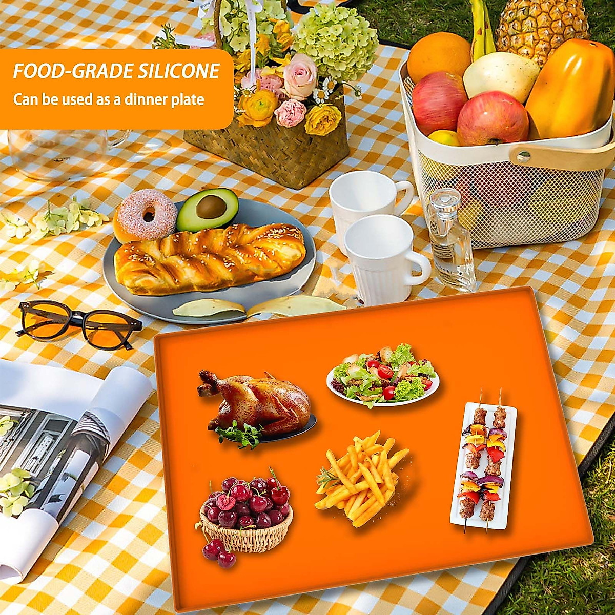 Griddle Mat for Blackstone 36/28/22 Inch,Reusable Food Grade Silicone Griddle Mat for Blackstone,All Season Outdoor Protective Grill Mat (22 Inch)