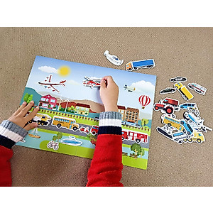 Magnetic Portable Playboard Cars Planes Boats Airport Country Farm Vehicles (39 Pcs)