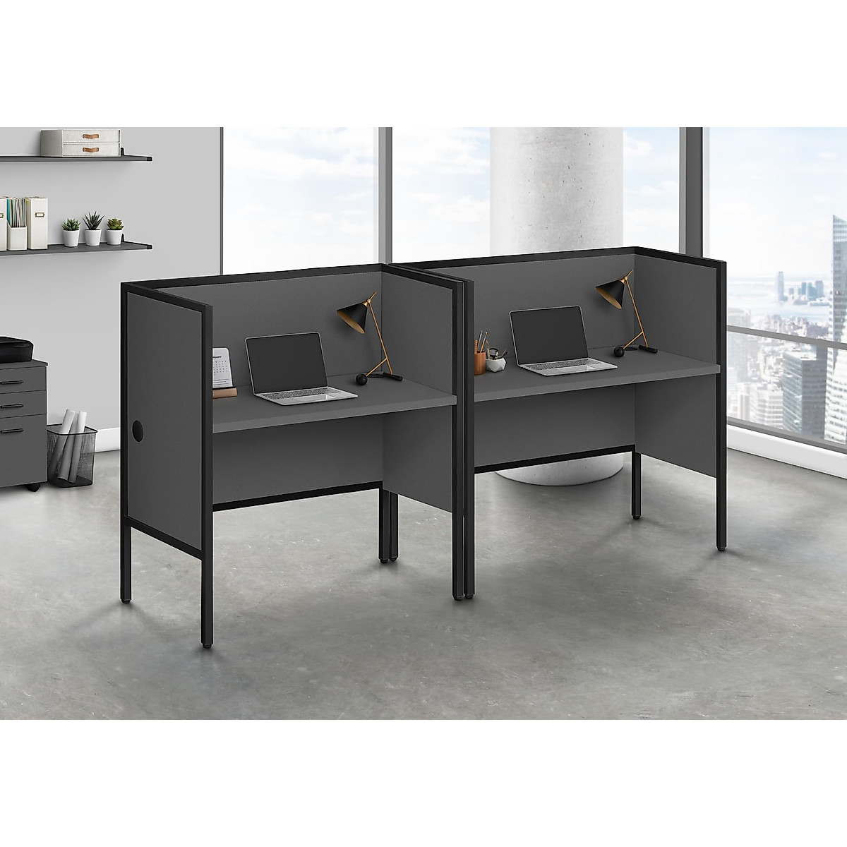 Monarch Specialties I 7734 Office Cubicle, 48" L, Desk, Work, Commercial Grade, Grey Laminate, Black Metal