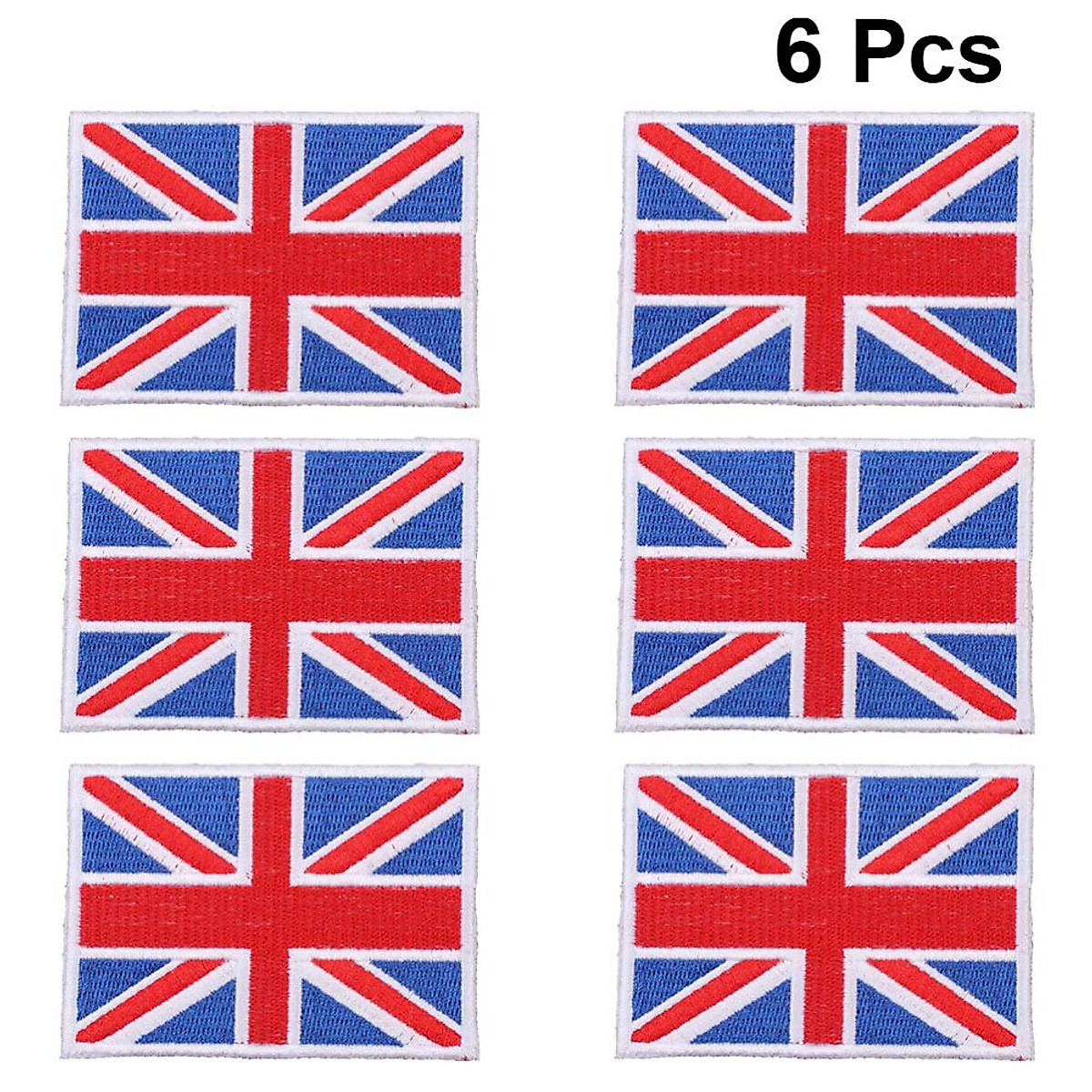TENDYCOCO British Union Jack Embroidered Patch England Flag UK Great Britain Iron on Sew on Emblem Art Craft Patches for Clothes Jacket Costume Hat 6pcs