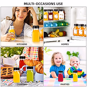 OAMCEG 36 PCS Juice Bottles with Caps, 8 oz Small Bottles for Liquids, Plastic Containers with Lids, Clear Juicing Bottles Reusable, Mini Fridge Bottles for Juicing, Smoothie, Drinking, Beverages