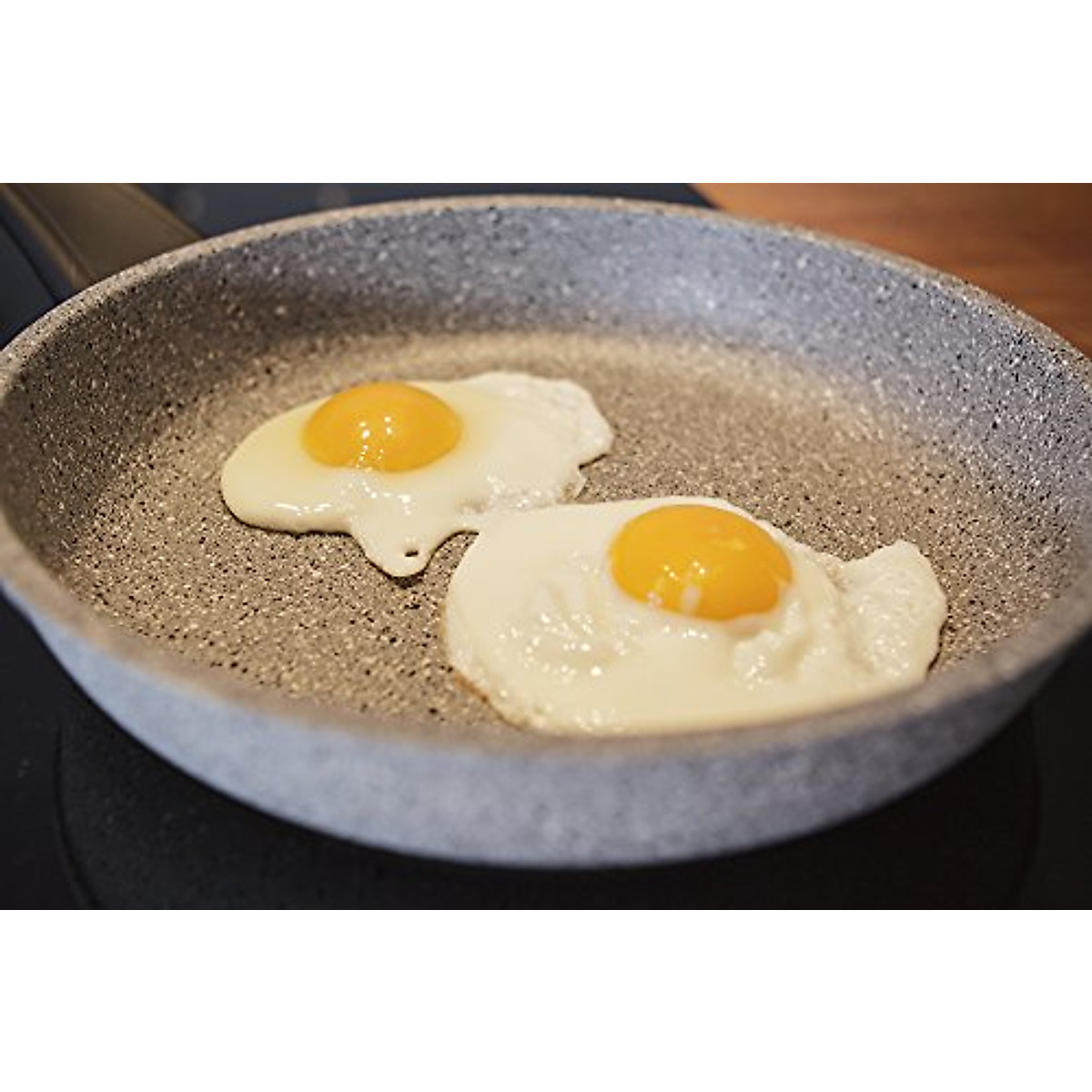 FLONAL Dura Induction Frying Pan Stone Effect Aluminum, 11.08-inches, Clear