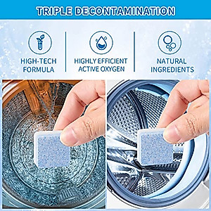 NATRUTH Washing Machine Cleaner Descaler 30 Pack,Triple Decontamination Remover with Natural Formula,Deep Cleaning Tablets For HE Front Loader & Top Load Washer