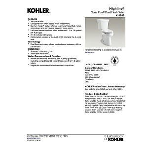 KOHLER 3989-0 Highline Two-Piece Comfort Height Toilet with Dual-Flush and Elongated Bowl, White