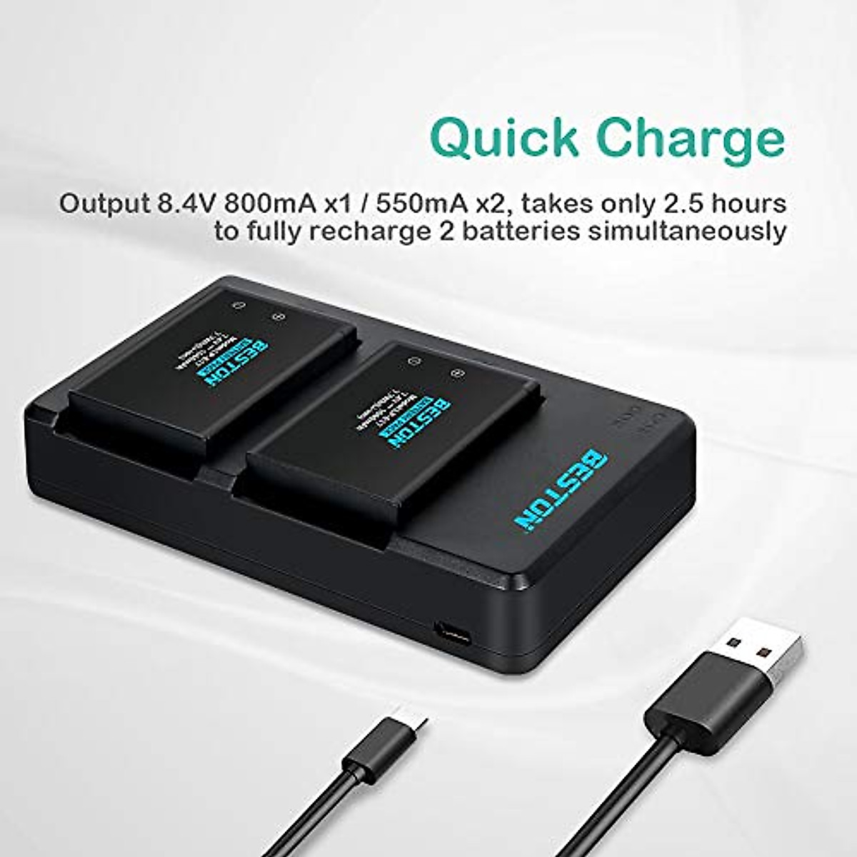 BESTON 2-Pack LP-E17 Battery and Charger Set for Canon EOS RP, Rebel T8i, T7i, T6i, T6s, SL2, SL3, EOS M3, M5, R10, M6 Mark II, 77D, 200D, 750D, 760D, 800D, 8000D Camera