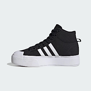 adidas Women's Bravada 2.0 Mid Platform Skate Shoe, Core Black/White/Core Black, 10