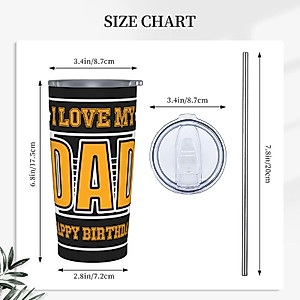ayvcxui I Love My Dad Father's Day Stainless Steel Insulated Tumbler 20 Oz Water Bottle Coffee Mug Coffee Mug With Lid Straw Gifts