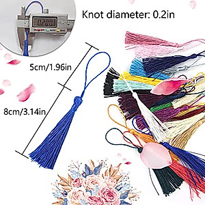 TORMEN 25 Pcs Bookmark Tassels, 5 inch Handmade Silky Soft Tassels with Cord Loops for Keychain Jewelry Making, Graduation, Sewing, DIY Craft (Blue