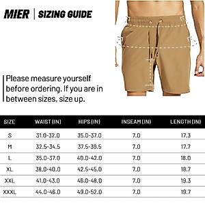 MIER Men's Quick Dry Running Shorts with Zipper Pockets, 7" Athletic Workout Gym Exercise Fitness Shorts Without Liner/Brief, Khaki, XL