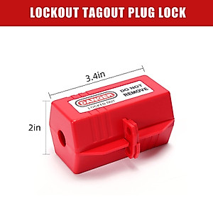 OMGTMD Lockout Tagout Plug Lock Universal Forklift,Cylinder,Electrical Plug Lockout Device 110 and 220 Volt Plugs 4.5 x 3 Inch Lock Out Tag Out 4 Pack