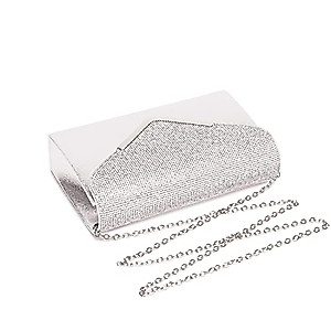 Lam Gallery Rhinestone Evening Clutch Handbag Bling Silver Crystal Bridal Purse Wedding Cocktail Party Bag(Silver)