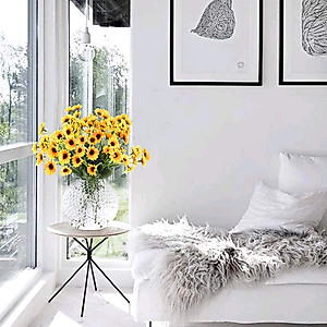 MHMJON 4 Bundles Artificial Silk Sunflowers Flowers Summer Faux Flowers Mini Fake Mum Flowers Bundles Gerbera Daisies Flowers for Indoor Outdoor Home Kitchen DIY Table Centerpieces Wedding Decor