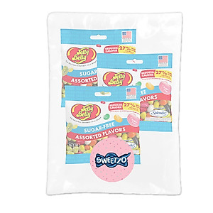 Sugar Free Jelly Beans, Sugar-Free Chewy Candies in Assorted Fruity Flavors, Low Calorie Shareable Sweet Snacks, 2.8 ounce bags, Pack of 3