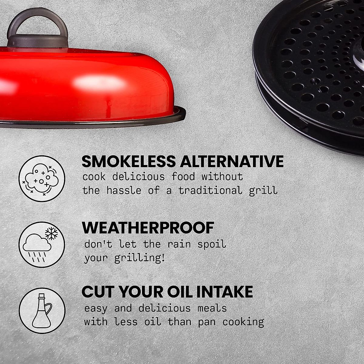 AsaTodo Indoor Smokeless Grill, Nonstick Stovetop Grill Pan and Plate for Inside Barbeques, Grills and Roasts, Easy to Clean Gas Stovetop Grill Plate and Pan, Perfect for Gas Stove Tops, Red