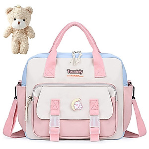Tecotely Kawaii Backpack Cute Toge Bag Crossbody Shoulder Bag with Kawaii Pins Accessories for Girls (Pink)
