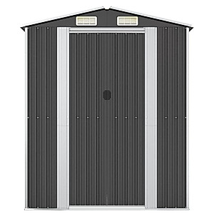 Gecheer Garden Shed Galvanized Steel, Garden Tool Storage Shed with Vent Outdoor Storage Shed Organize Storage House with Door for Backyard Garden Patio Lawn - Anthracite 75.6"x42.5"x87.8"