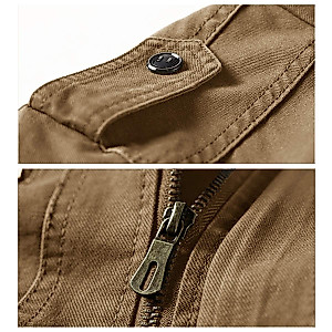 TACVASEN Men's Military Cotton Jacket Thicken Winter Cargo Coat, Green, L