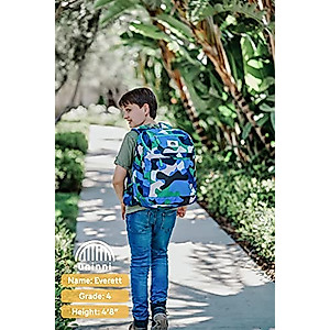 uninni Camouflage Blue 16'' Kids Backpack with Cute Pencil Case, Lightweight, School and Travel Storage Organizer