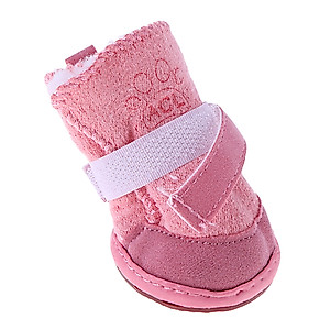 GabeFish Puppy Cute Cozy Warm Anti Slip Winter Boots for Small Medium Dogs Pets Cats Thicken Fleece Snow Shoes Pink X-Large