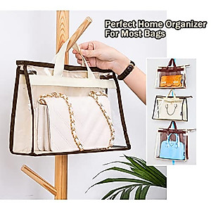 8 Pcs Purse Dust Bags For Storage, Clear Purse Organizer Storage For Closet, Handbag Organizer Storage For Closet, Hanging Bag Organizer With Zipper And Handles, S Hanging Hooks (L)