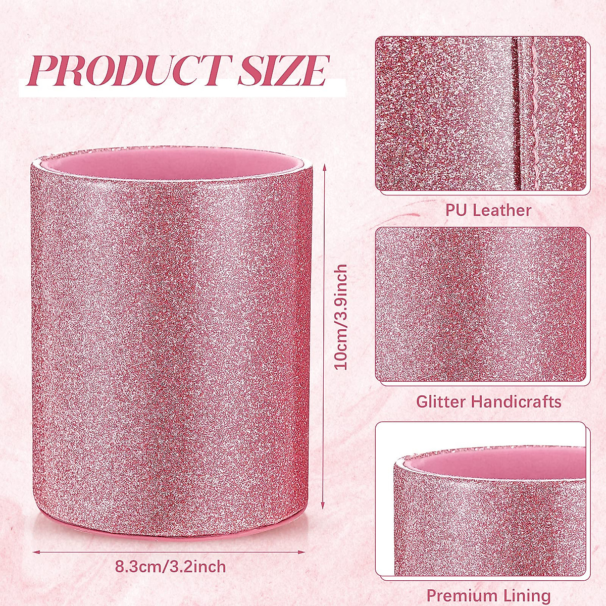 Sabary 8 Pcs Ballpoint Pens with Pen Holder for Desk Metal Crystal Diamond Pen Glitter Pencil Holder Fancy Pens Black Ink Bling Desk Organizer for Women Girls Office School Wedding Gifts (Pink)