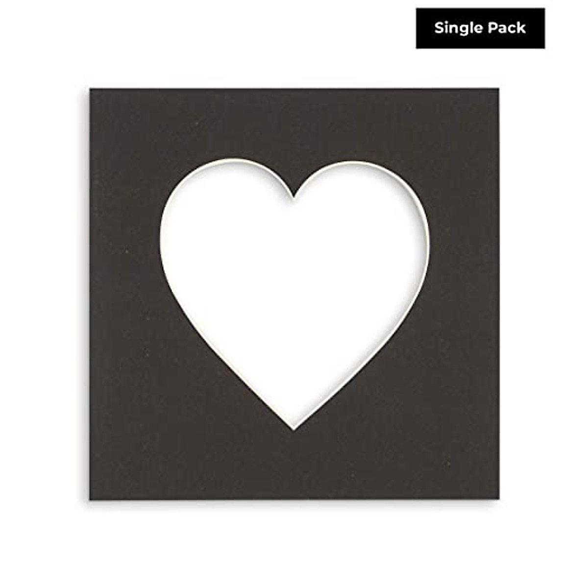 11x11 Mat Bevel Cut for 7x7 Photos - Precut Black Heart Shaped Photo Mat Board Opening - Acid Free Matte to Protect Your Pictures - Bevel Cut for Family Photos, Pack of 1 Matboard Show Kit With Acid