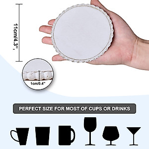 GENMOUS 6 Pack Farmhouse Wooden Bead Coasters with Metal Holder for Coffee Table Decor, Round Handmade Cup Coasters Set for Drinks Absorbent, Rustic Cute Coasters for Home Kitchen Table Décor