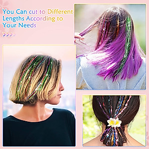 Mckanti 14 Colors Hair Tinsel Kit with Tool, 47 inch 2800 Strands Extensions for Women Girls, Fairy Glitter Sparkling Shiny Colorful Synthetic Party Daily Life Fashion
