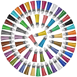 Paxcoo 120Pcs Keychain Tassels Acrylic Keychain Blanks Keychain Rings Bulk for DIY Keychain Key Rings Craft Supplies