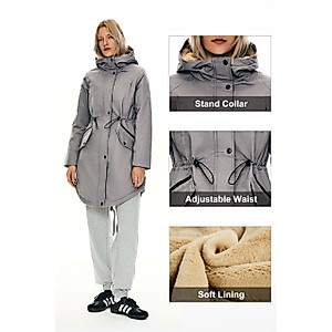 Orolay Women's Thicken Fleece Lined Parka Winter Coat Hooded Jacket with Pockets Brushed Nickel XL