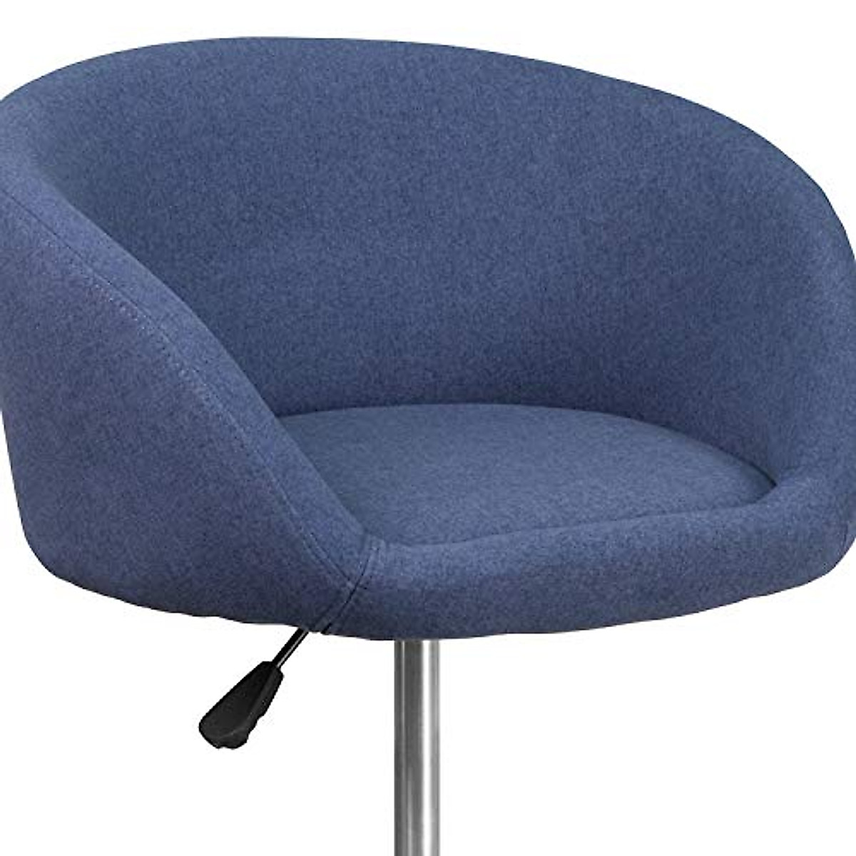 Flash Furniture Luis Contemporary Blue Fabric Adjustable Height Barstool with Barrel Back and Chrome Base