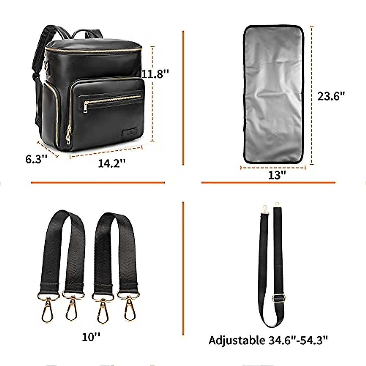 Ezgnuk Leather Diaper Bag Backpack, Travel Back Pack,Large Capacity Maternity Baby Nappy Organizer with USB Charging Port…