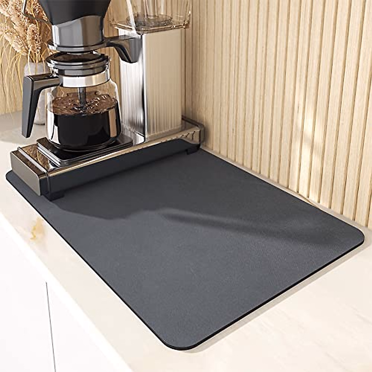 Coffee Mat Coffee Maker Mat for Countertops 12"x19" Absorbent Coffee Bar Mat for Kitchen Coffee Bar Accessories Fit Under Coffee Machine Coffee Pot Grey (12 x 19inch Grey)