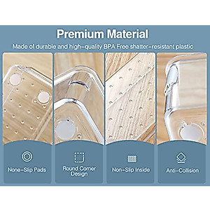 Puroma 25 PCS Drawer Organizer with Non-Slip Silicone Pads, 4-Size Versatile Vanity Drawer Storage Bins, Clear Plastic Drawer Organizer Trays, Customize Layout Organizer for Makeup and Bathroom Vanity