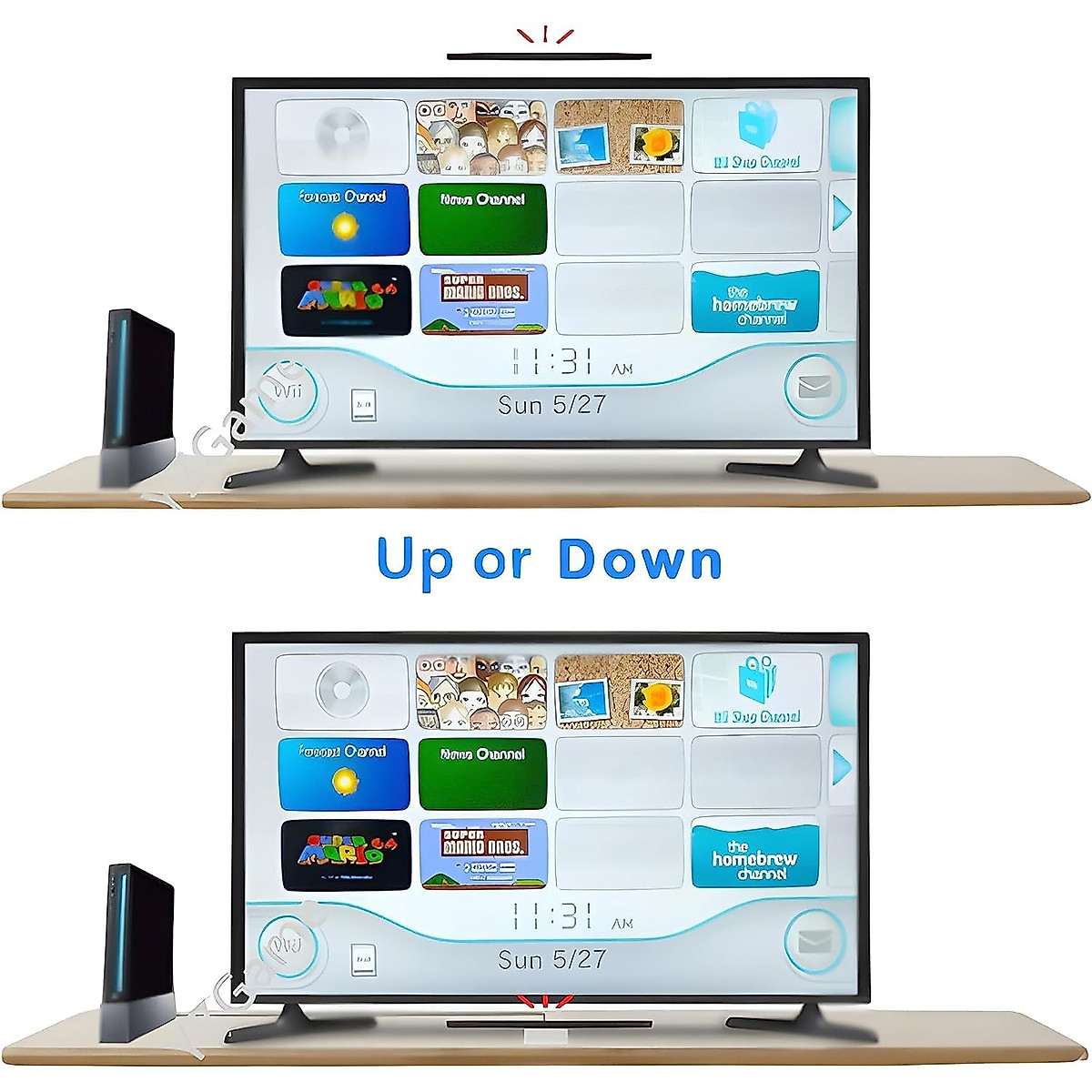 USB Wired Wii Sensor Bar, Replacement Infrared Ray Motion Sensor Bar for Nintendo Wii/Wii U -Black & Silver