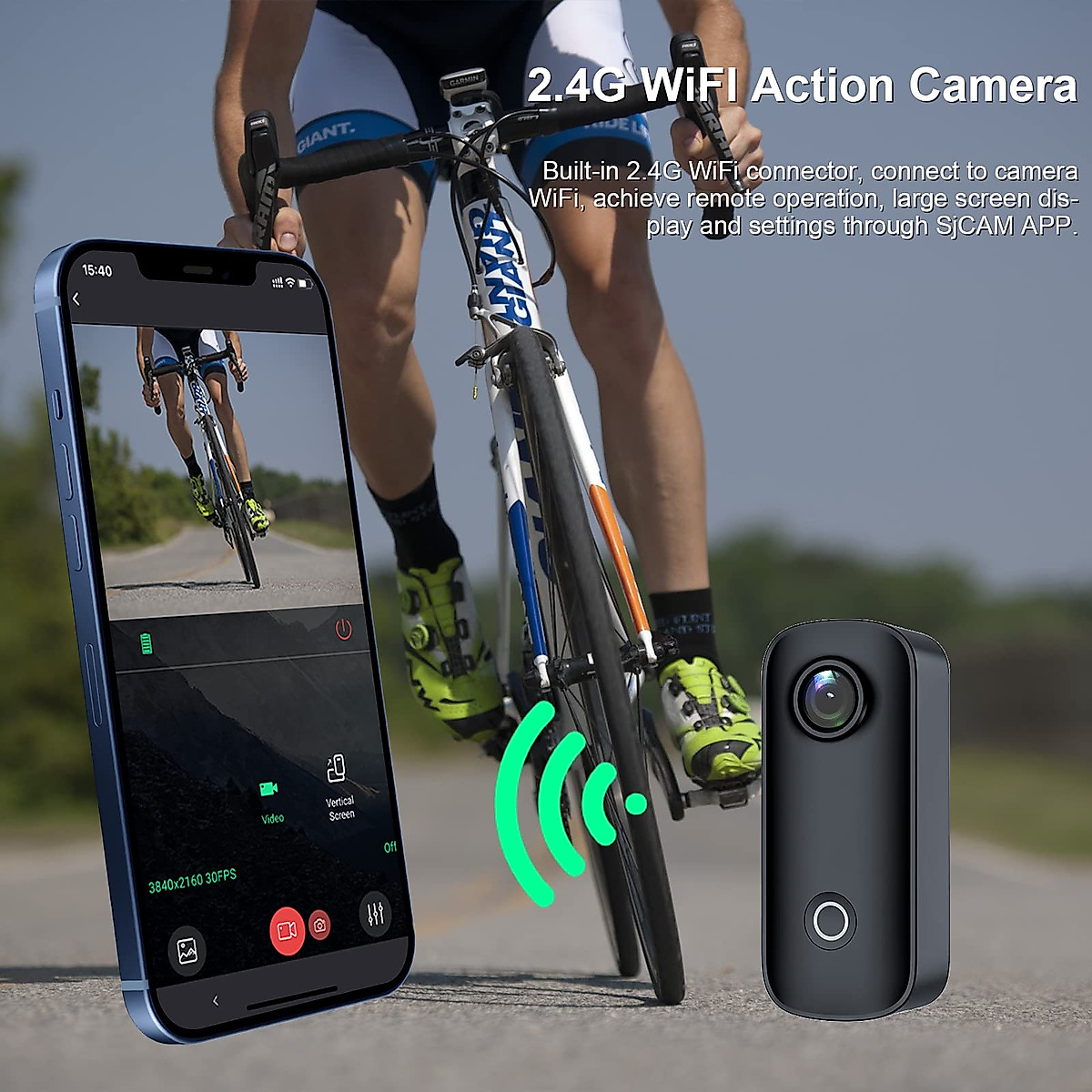 SJCAM C100+ Mini WiFi Action Camera 4K30fps Pocket Sized Wearable Body Camera, Magnetic, APP Control, Underwater Small Vlog Helmet Mount Kits SD Card, Weighs 1oz, 2.4 * 1 * 0.6 inch