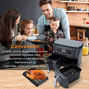 Air Fryer Grill Pan for Ninja Foodi DZ090/DZ201/DZ100（US）AF300（UK）6-in-1 7.6L Dual Zone Air Fryer, 2-Pack Replacement Crisper & Grill Plates with Rubber Bumpers, Dishwasher Safe