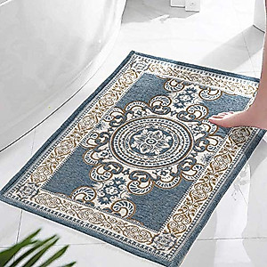 CHICHIC 36 x 24 Inch Indoor Door Mat for Home Entrance, Floor Mats for House Front Door Mat Indoor Inside Outdoor Outside Entryway Rugs Indoor Welcome Mat Anti-Slip Rubber Back Low Profile, GrayBlue