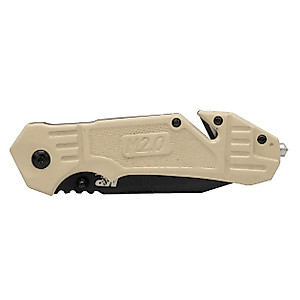 Smith & Wesson M&P FDE 8.2in High Carbon S.S. Spring Assisted Folding Knife with 8in Serrated Tanto Blade and Rubberized Handle for Outdoor Survival and EDC, One Size